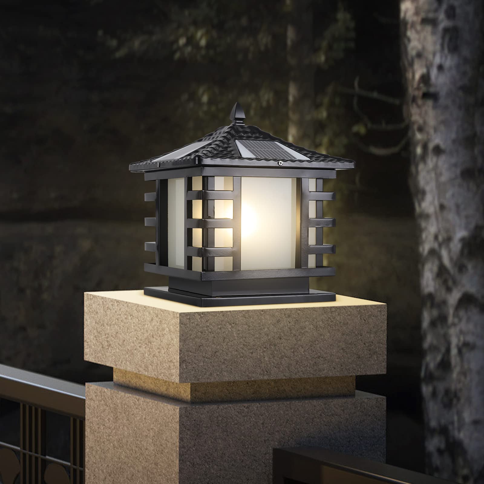 LED Solar Column Lights IP65 Waterproof Solar Outdoor Post Lights ...