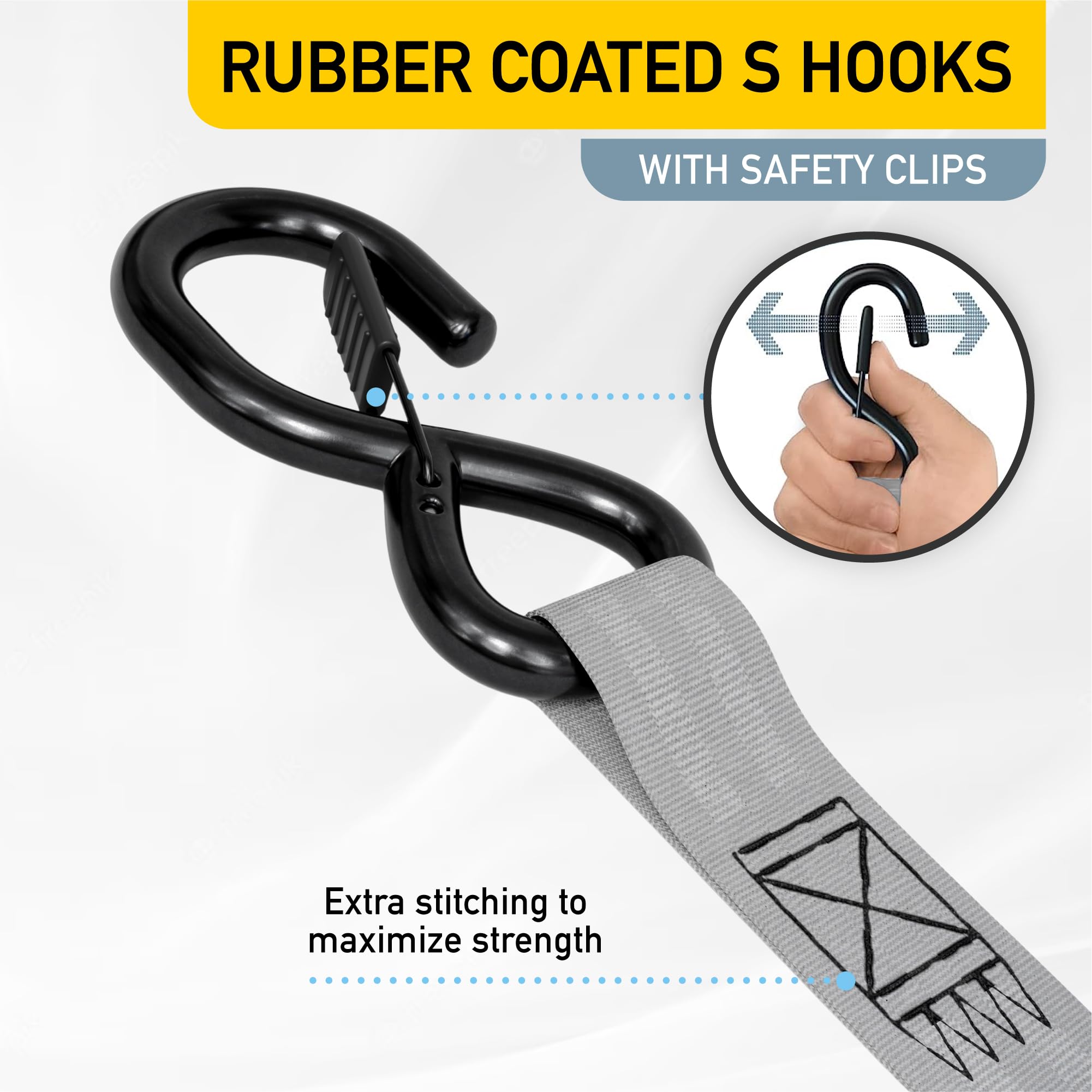 Snapklik.com : AUGO Retractable Ratchet Straps 2 Heavy Duty Ratchet ...