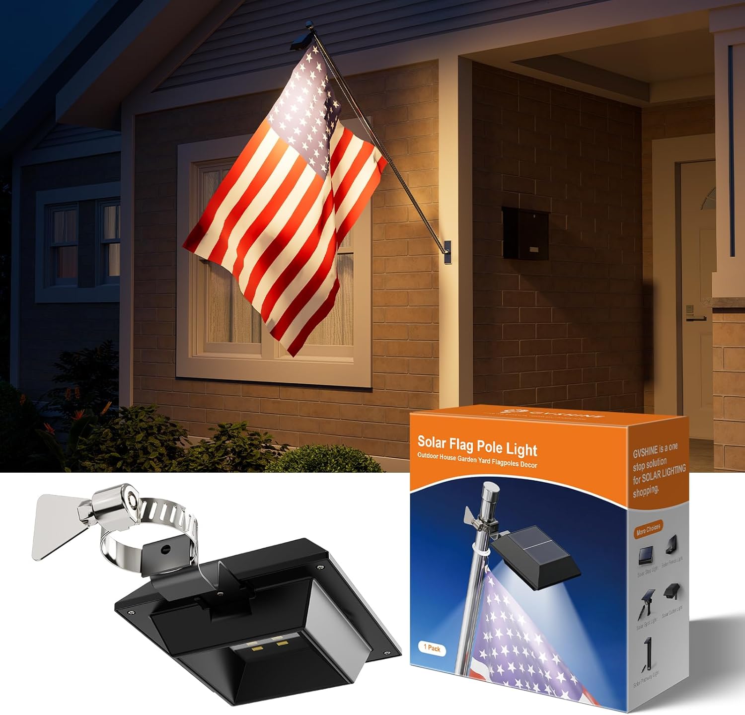 Amazon.com: Solar Powered Flag Pole Light Outdoor Waterproof 12 LED Top ...