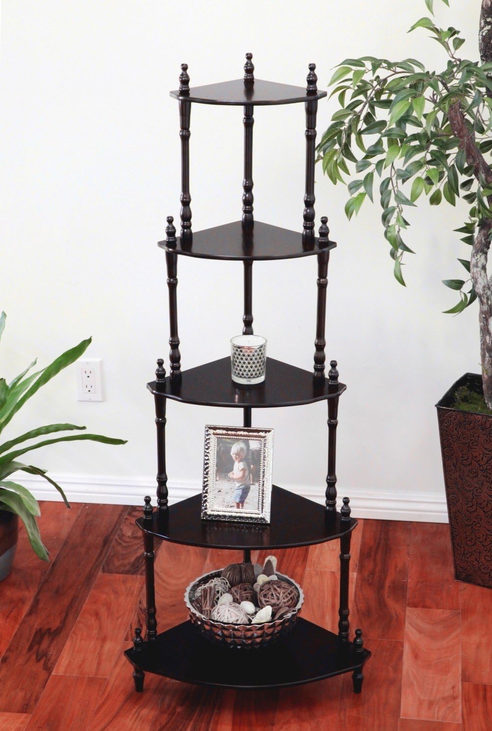 Amazon.com: Five Tiered Corner Shelf Stand Unit in Cherry: Home & Kitchen