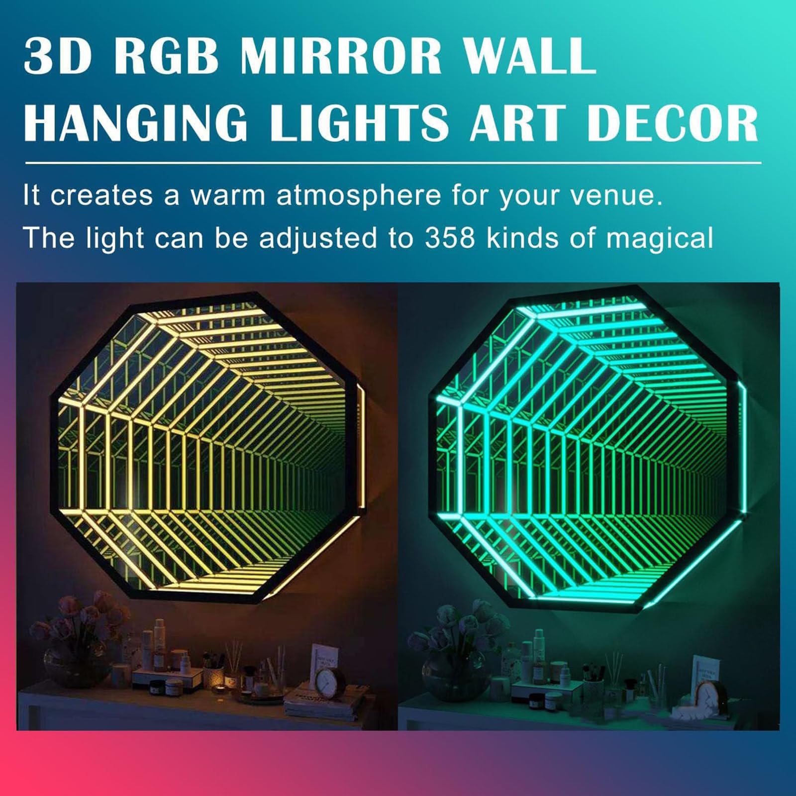 Sensory Wall Toys Creative Mirror Tunnel Light, 3D Infinity Mirror ...