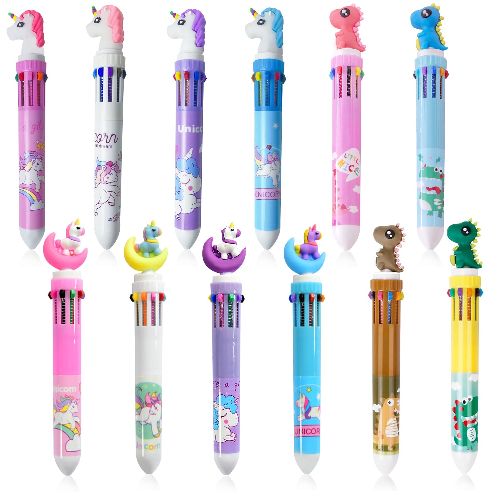 12 Pzs Bolígrafos Multicolores 10 en 1 de 0,5 mm, Bolígrafo Retráctil ...