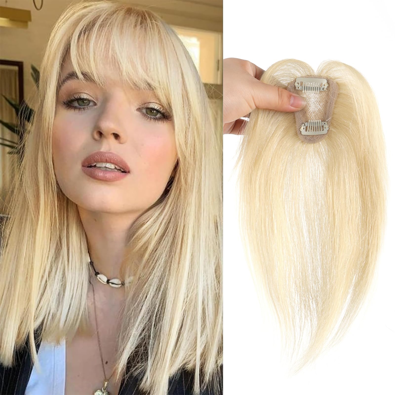 Clip In Fringe Bangs 360° 3D Cover Clip in Bangs 100% Real Human Hair ...