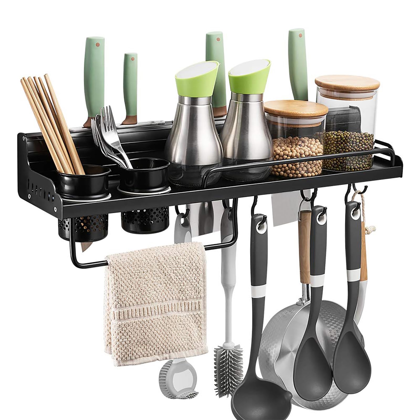 Amazon.com: Hanging Spice Rack Wall Mount, Hanging Pot Rack, Space ...