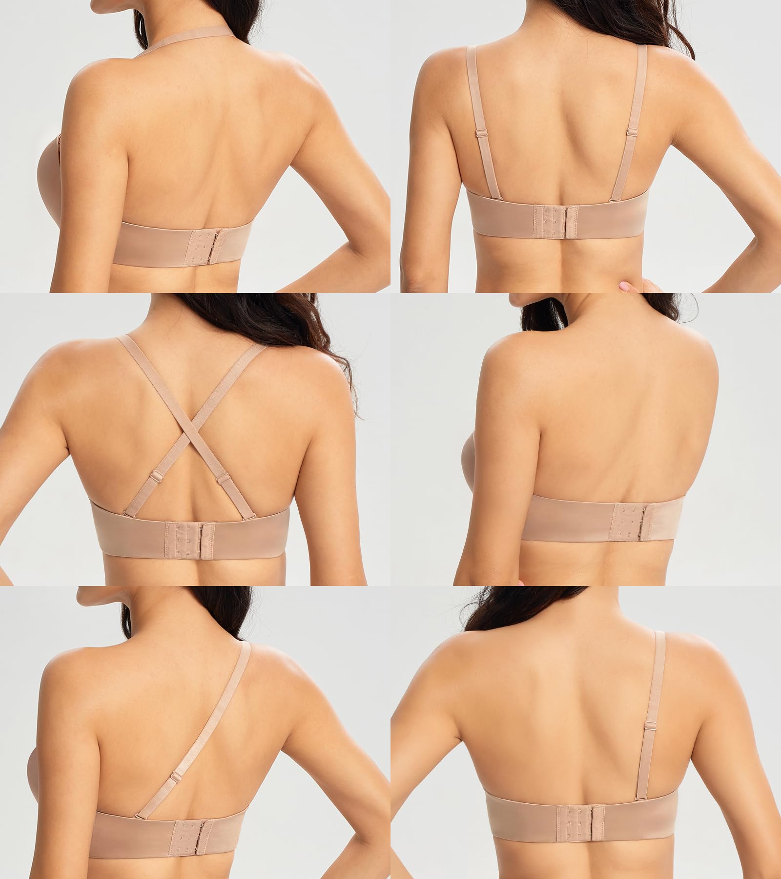 Snapklik.com : Lemorosy Womens Deep V Plunge Red Carpet Convertible Push Up Strapless Padded Bra ...