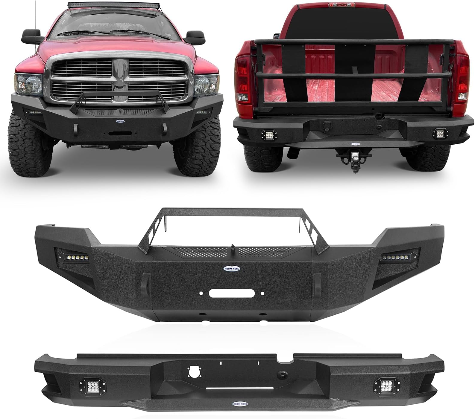 Amazon.com: Hooke Road Ram 2500 Full Width Front Bumper and Rear Bumper ...