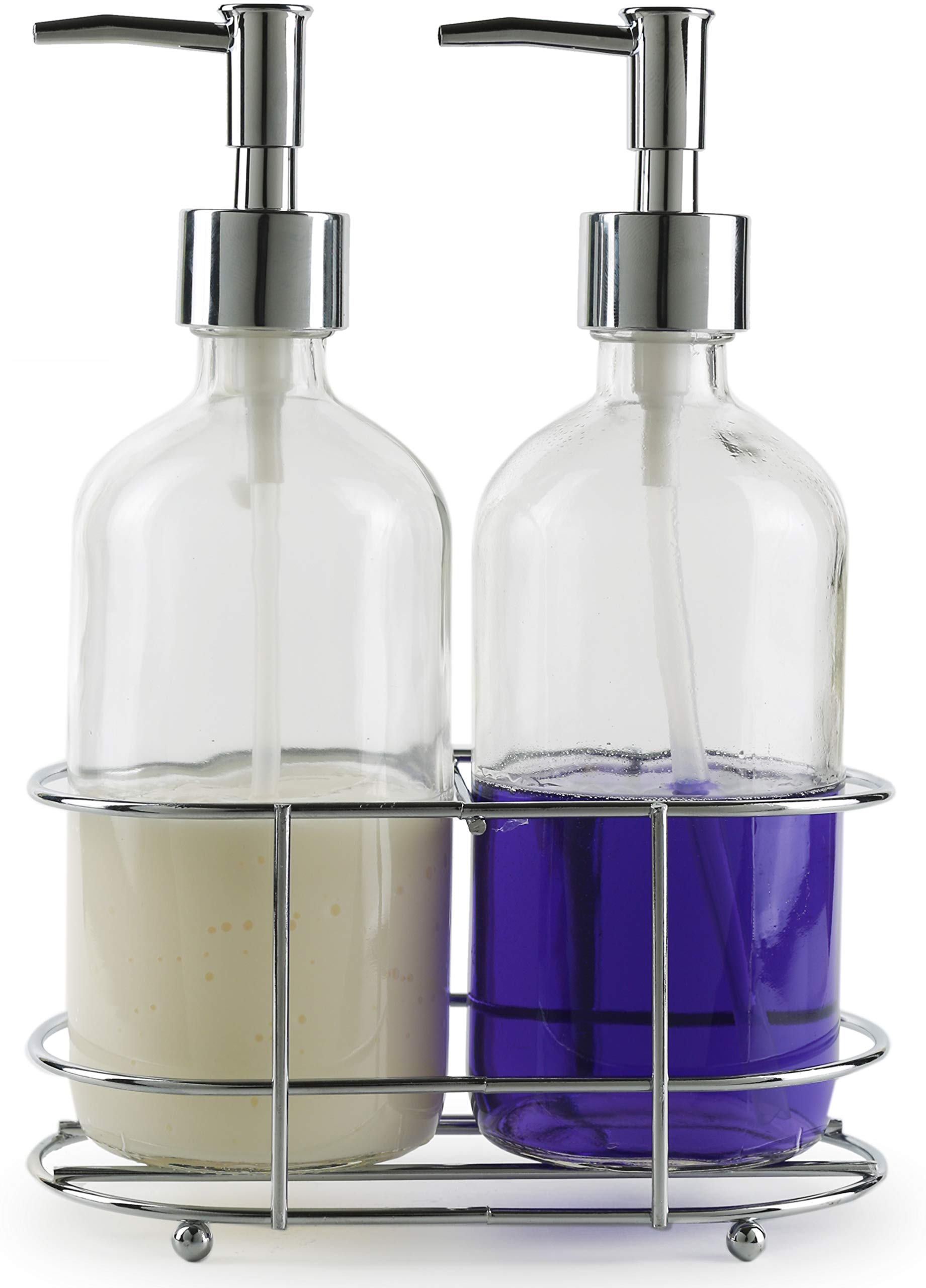 Amazon.com: Circleware Duo Dispenser Silver Accent Bottle Pumps in ...