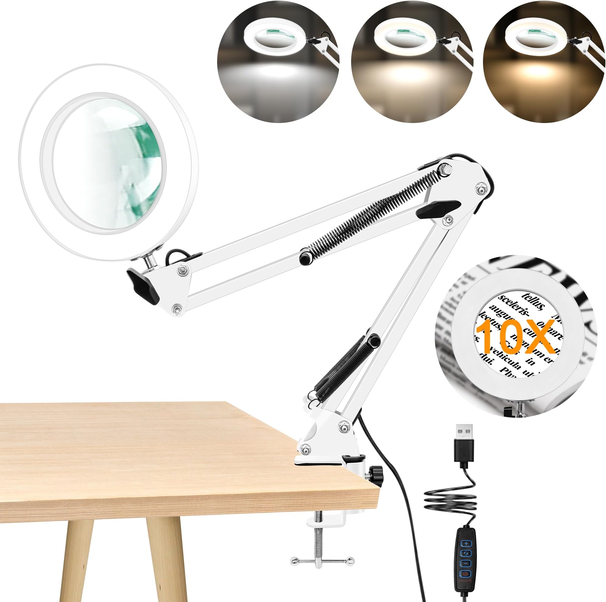 Paradmas Desk Lamp with Lighting Magnifying Glass: 10x Magnifying Glass ...