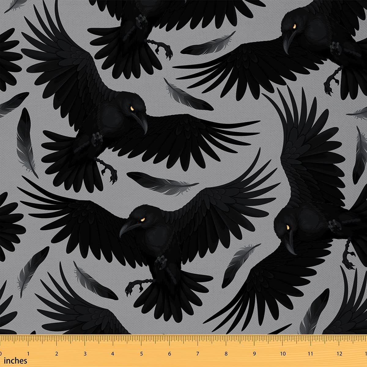 Amazon.com: Crow Fabric by The Yard Halloween Gothic Style Themed ...