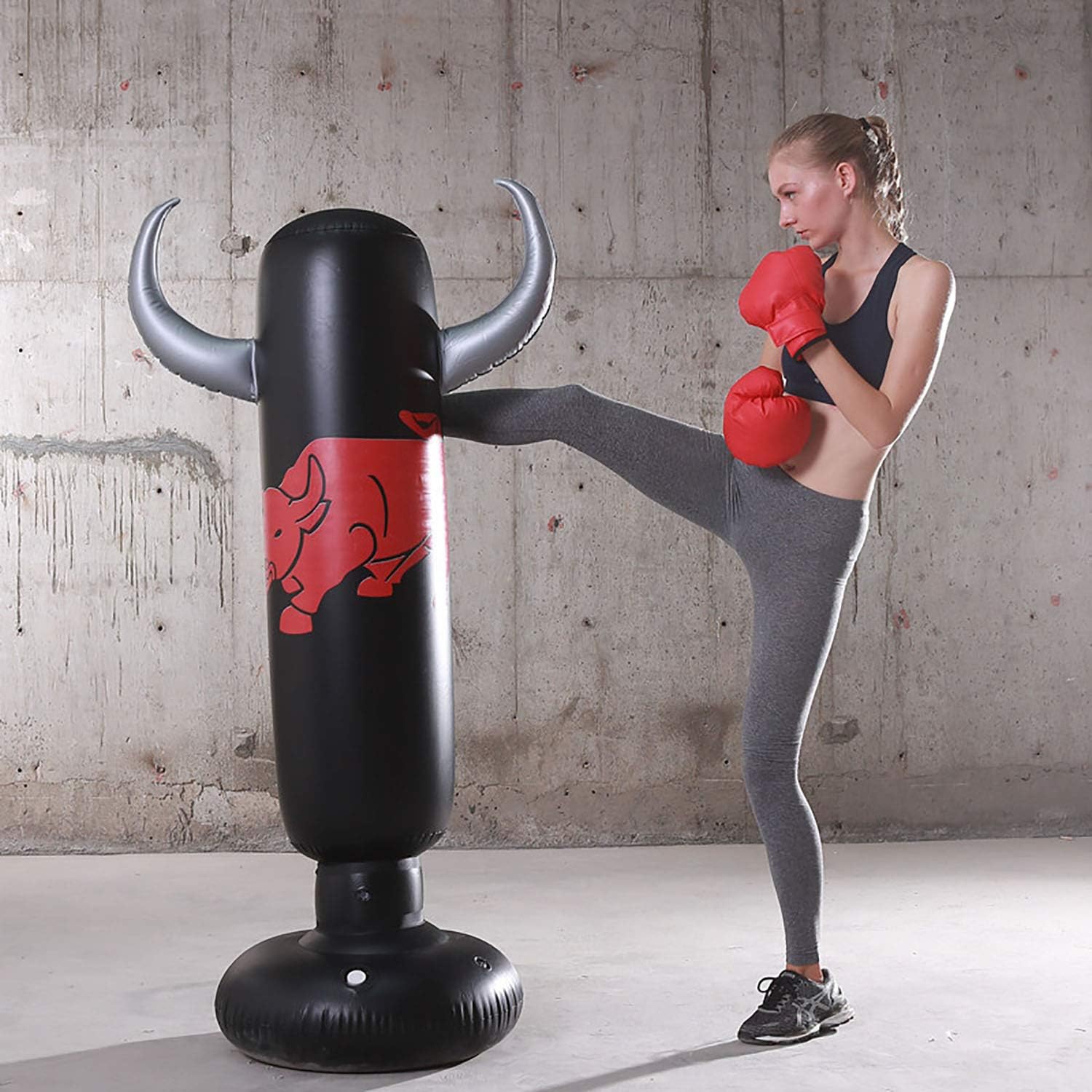 BOOMGROO Inflatable Punching Body Bag with Stand, Boxing Bag Toy Boxing ...