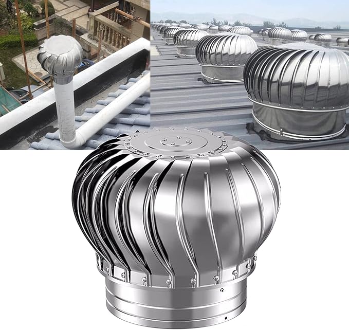 Roof Wind Turbines Cap Vent Round Stainless Steel Exhaust Cap Roof Flue ...