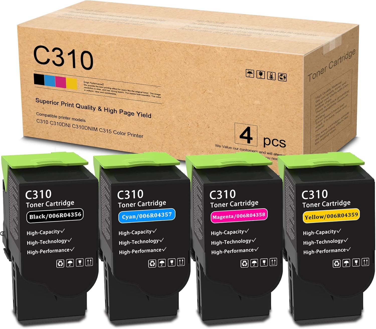 Amazon.com: C310 / C315 High Capacity Toner Cartridge Set (4-Pack, BK/C/M/Y) - Compatible ...