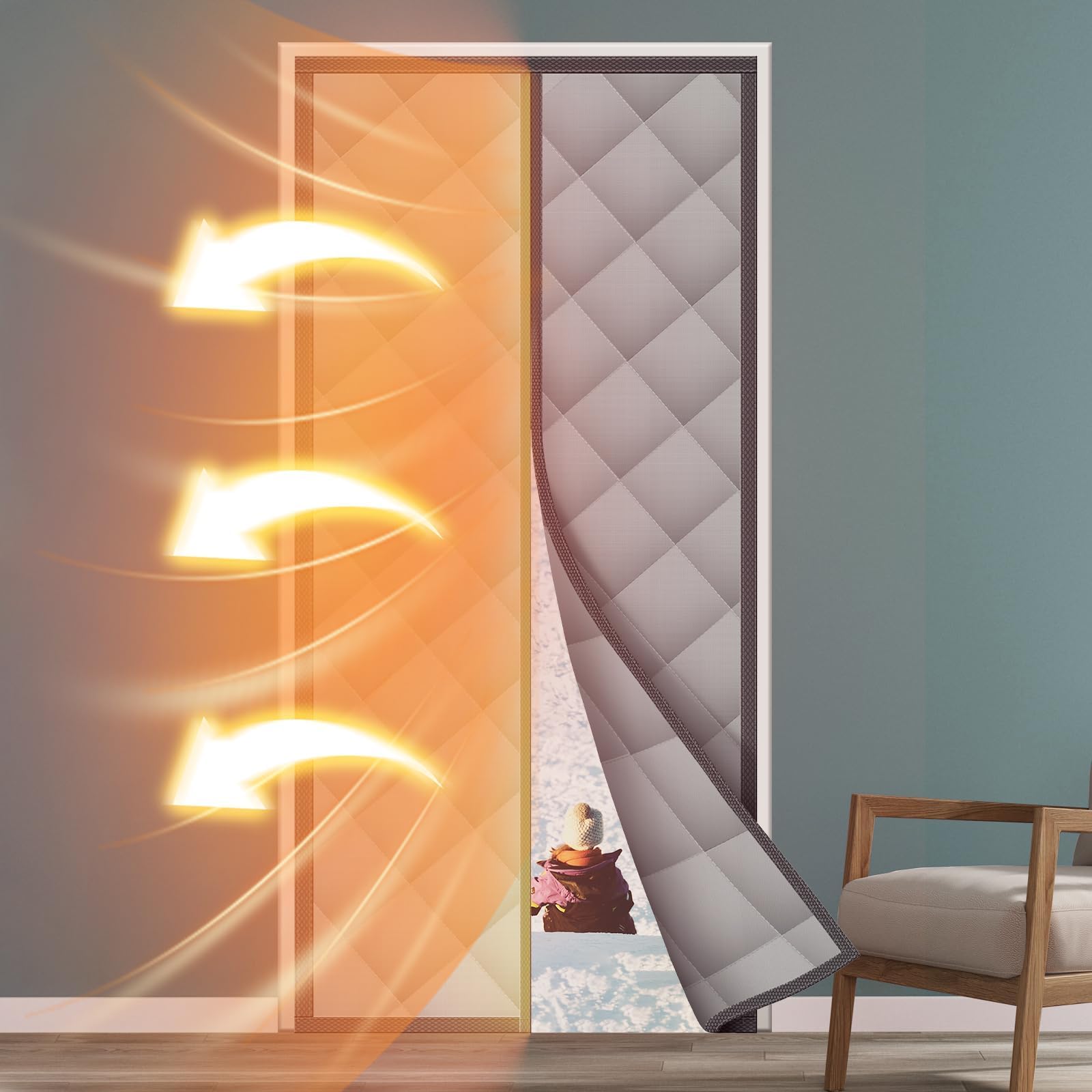LADER Magnetic Thermal Insulated Door Curtain,Filled with Thickened ...
