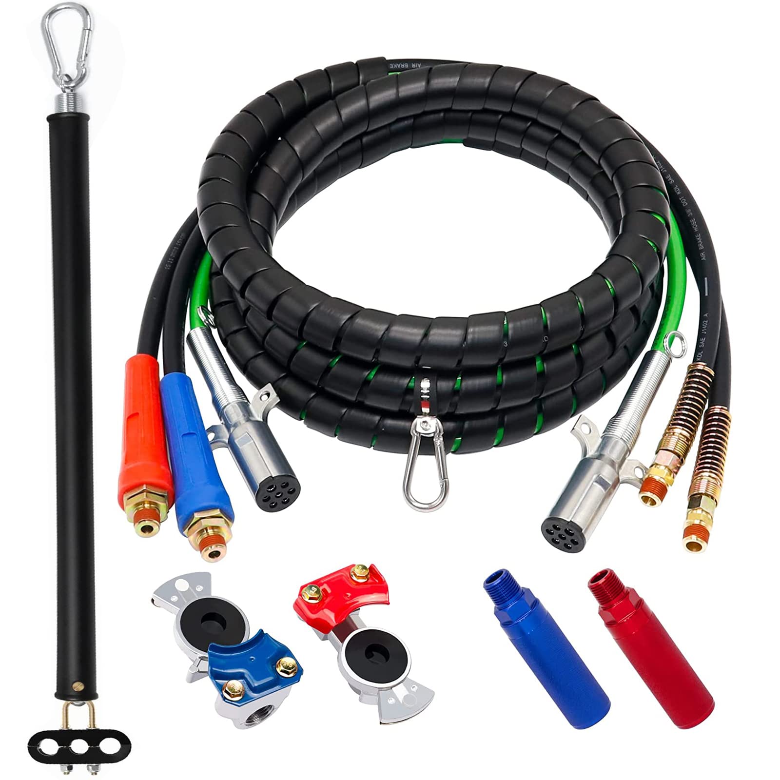 KOOTANS 15Ft 3 in 1 ABS 7 Way Electrical Cable and Rubber Air Line Hose ...