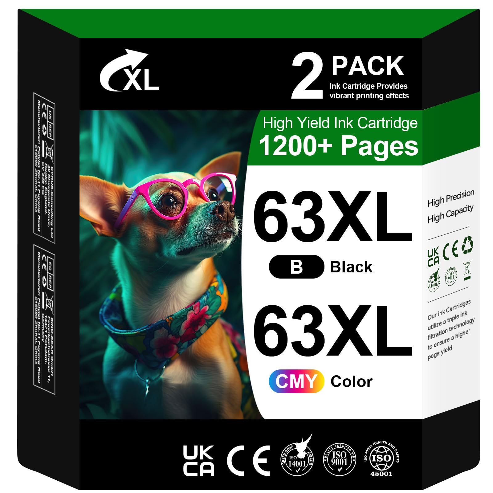 63 XL Ink Cartridges Black Tri-Color | High-Yield Ink for HP 63XL ...