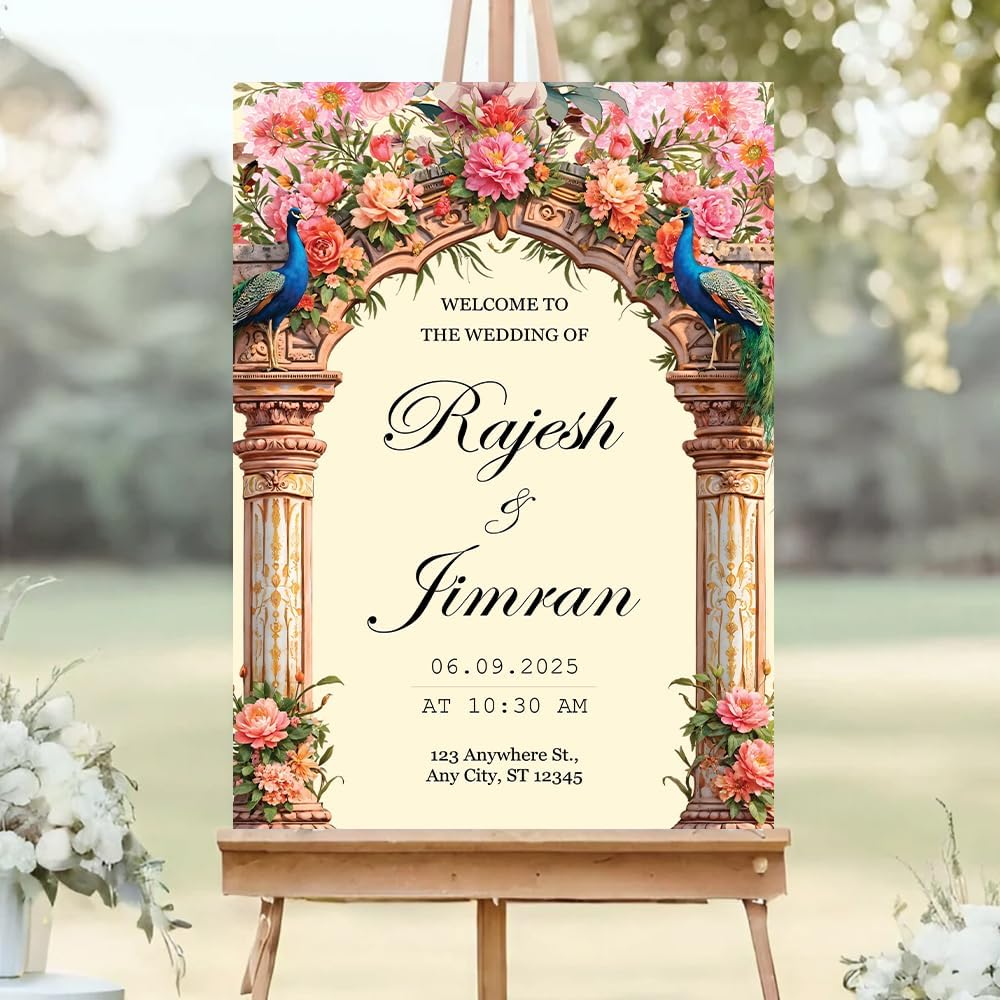 Amazon.com : KOLMALK Personalized Indian Punjabi Wedding Welcome Sign ...