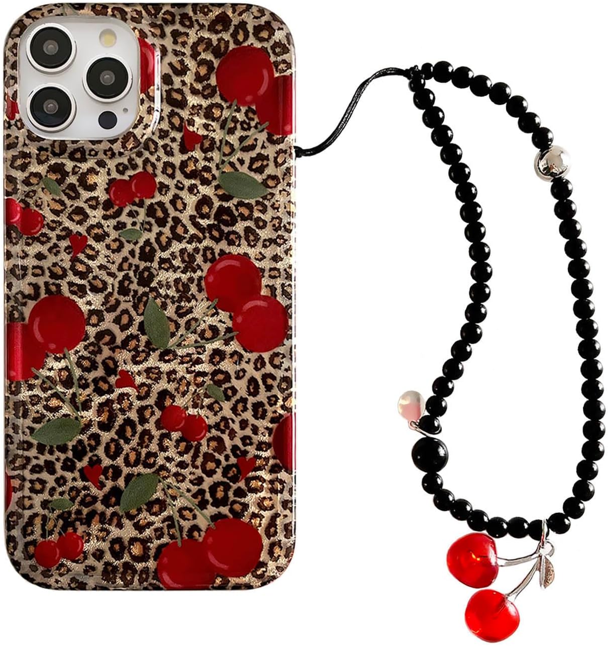 Amazon.com: aaknhen Leopard Cherry Phone Case Compatible for iPhone 15 Pro Max,Trendy Cherries ...