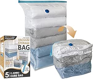 Amazon.com: Cozy Essential 5 Pack Cube Vacuum Storage Bags, Jumbo Cubes ...