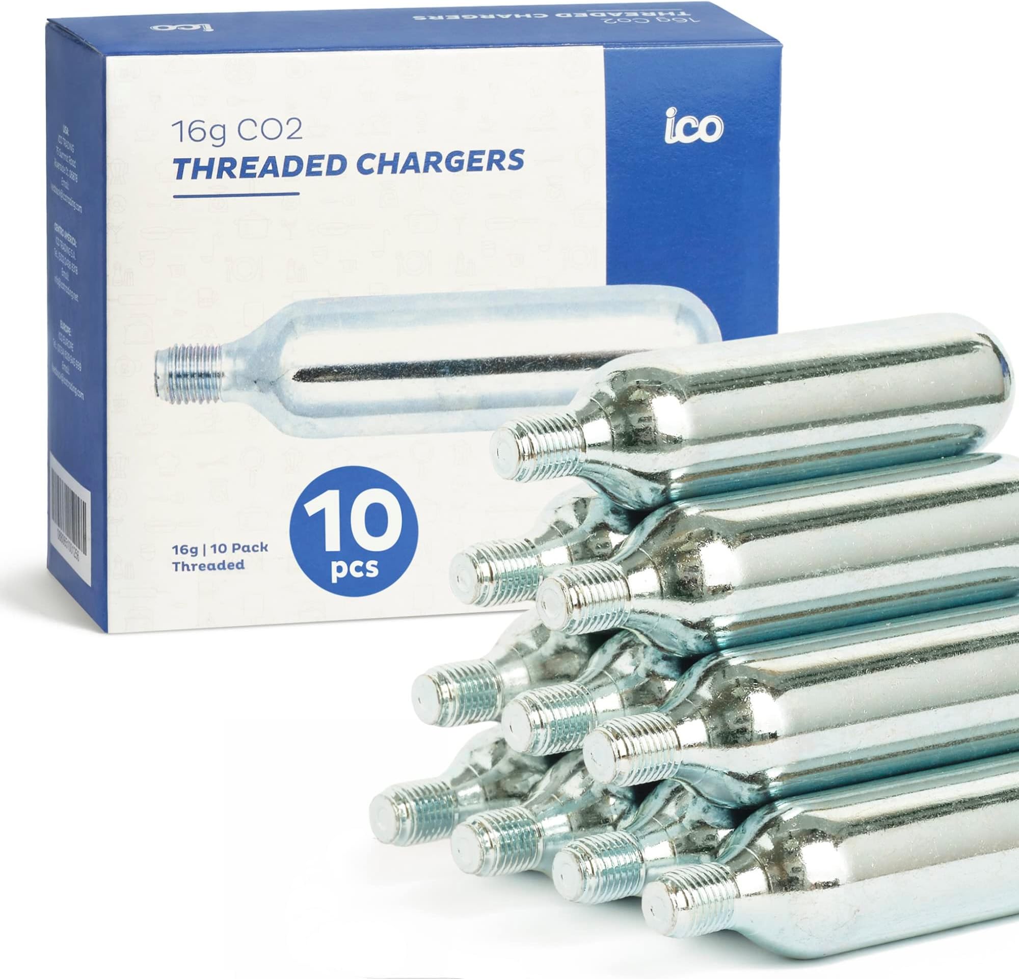 ICO 16g Threaded CO2 Cartridge for Use with CO2 Bike Tire Inflator, C02 ...