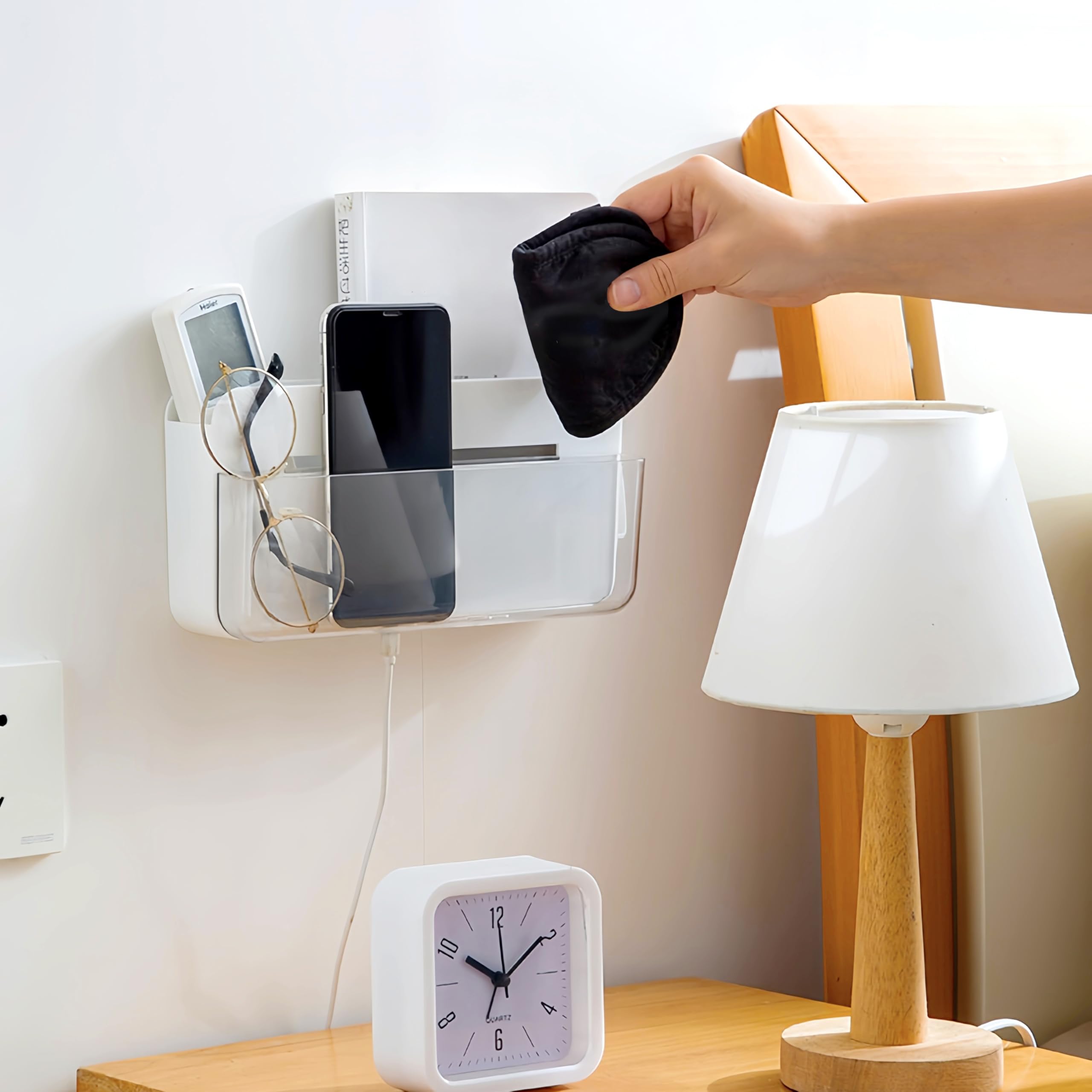 Amazon.com: Home-X Floating Wall Organizer with Slit for Phone Charger ...