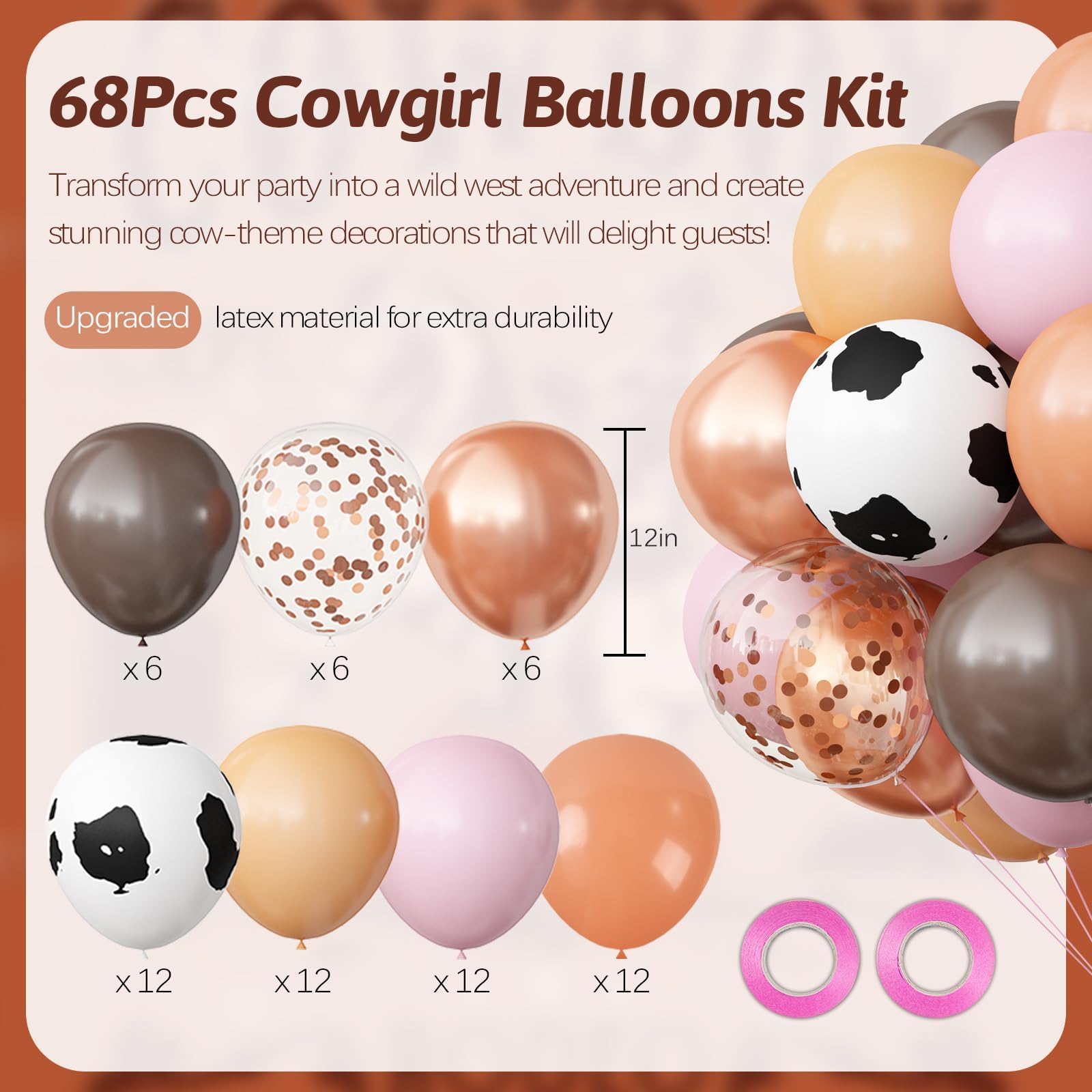 Snapklik.com : Cowgirls Western Party Decorations, 68Pcs Cow Print ...