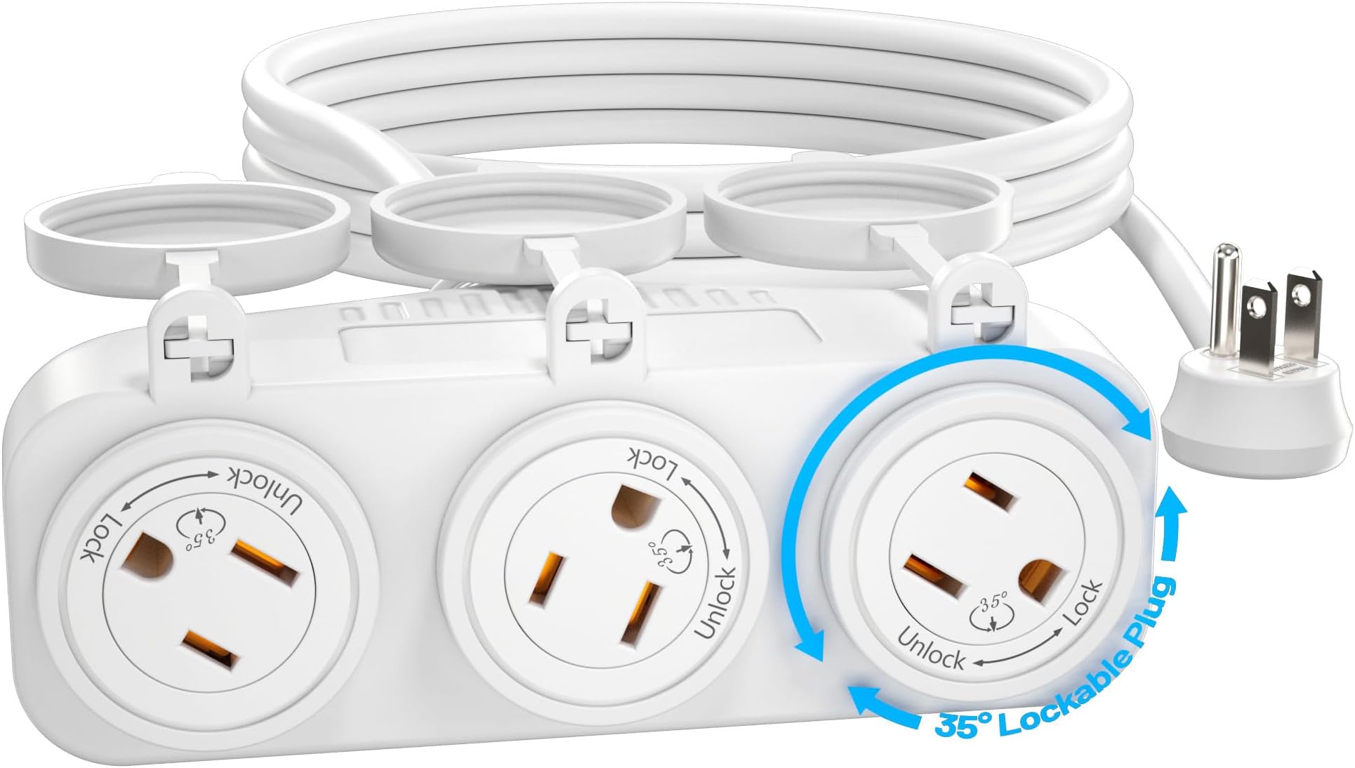 Amazon.com: Extension Cord 6 feet with Lockable Socket, 3 outlets, 13A ...