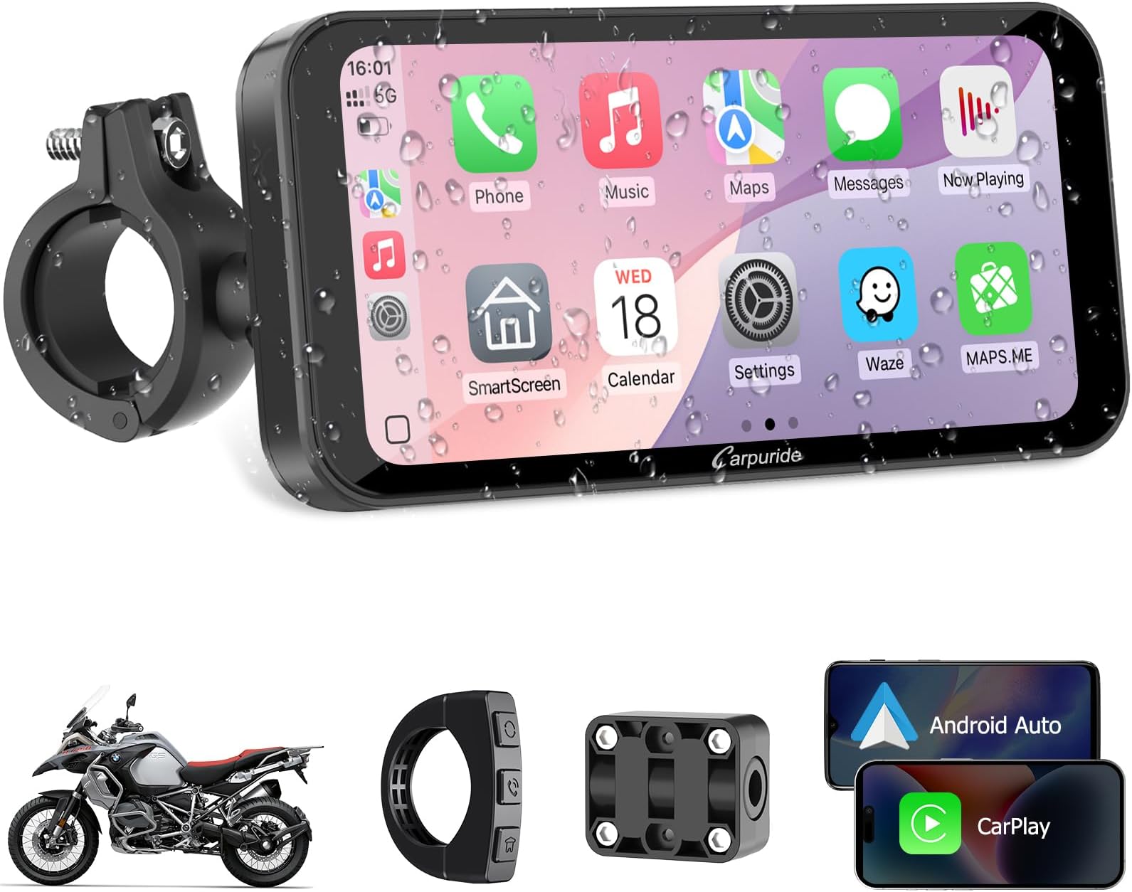 Amazon.com: Carpuride W702PRO for Motorcycle CarPlay& Android Auto ...