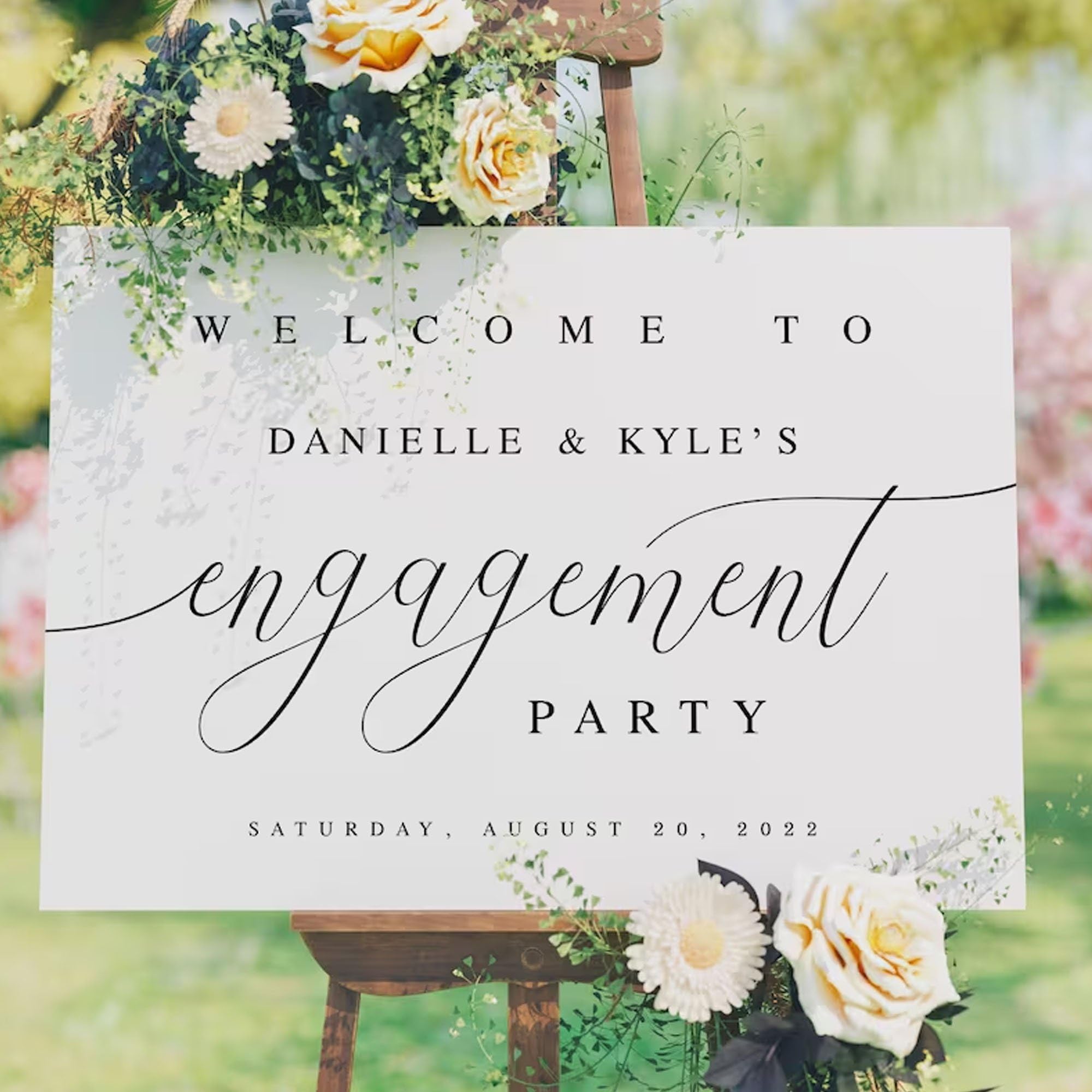 Amazon.com: We Are Engaged Sign, Engagement Sign With Stand, Engagement ...