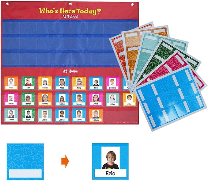 Amazon.com: Classroom Attendance Chart - Attendance Pocket Chart with ...