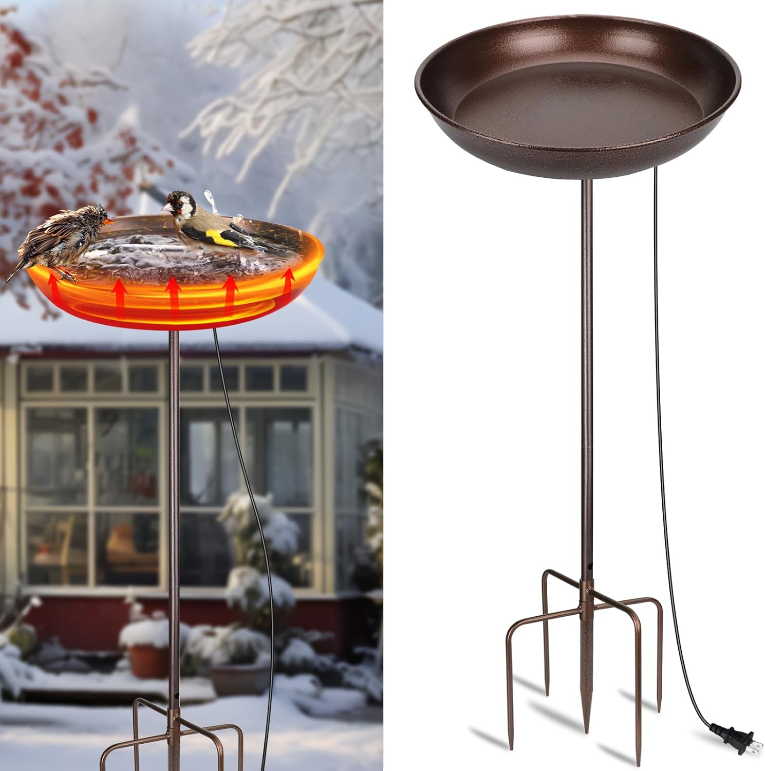 Amazon.com: BAIAPEY Heated Bird Bath – 35 Inches High, 75W Birdbath ...