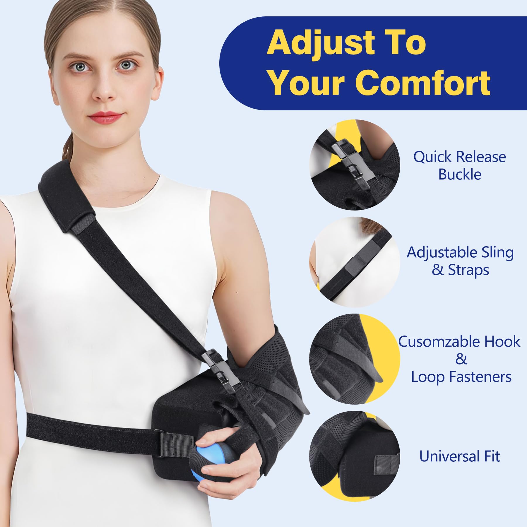 Snapklik.com : Abducted Shoulder Sling Immobilizer, Padded Rotator Cuff ...