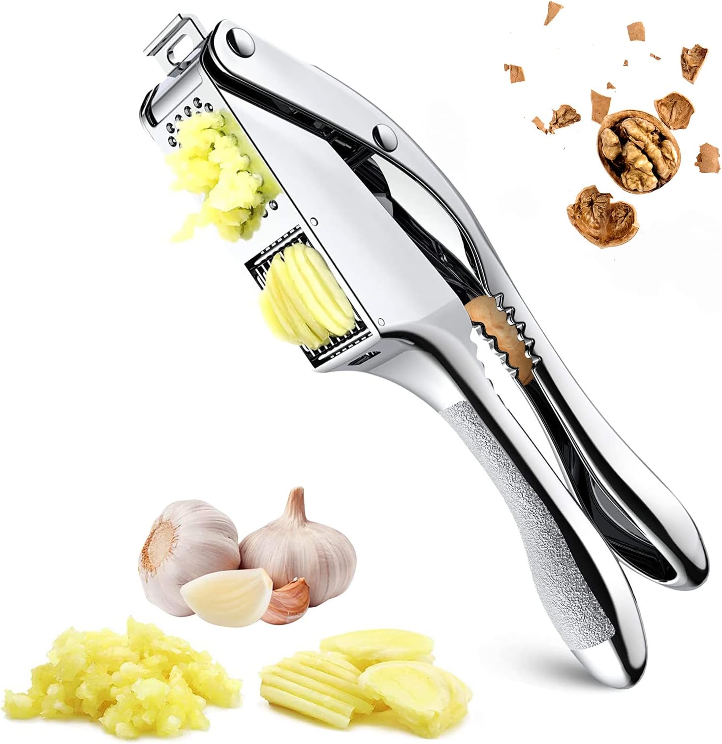 Amazon.com: 2-in-1 Garlic Cutter Stainless Steel Garlic Press with ...