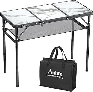 Amazon.com: Anbte Folding Camping Table, Aluminum Small Folding Table 3 ...