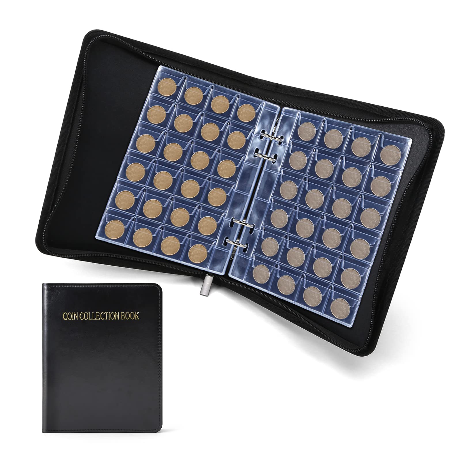 PAKESI 480 Pockets Coin Album with Zipper,20 Pages Leather Coin ...