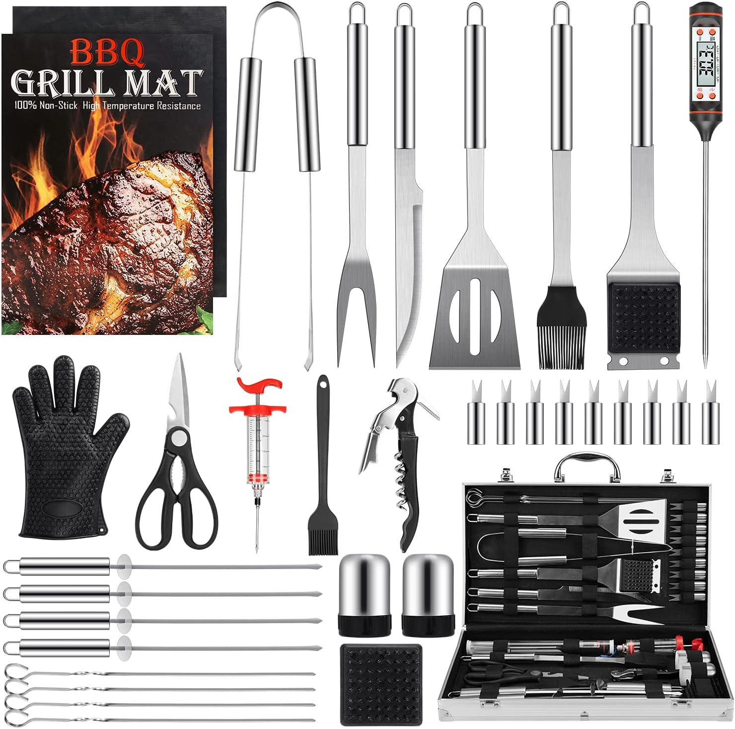 Amazon.com : MUJUZE Grill Set BBQ Grilling Accessories, 31pc Grill Set ...