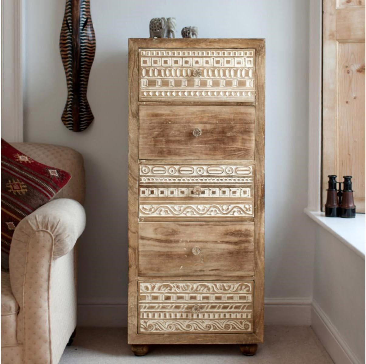 GateWay Furniture Solid Sheesham Wood Chest of Drawers for Bedroom and ...