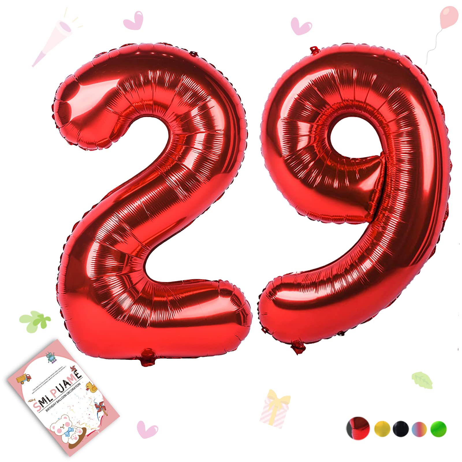 Amazon.com: Smlpuame 40 inch Number Balloon 0-9 Red Large Number 29 ...