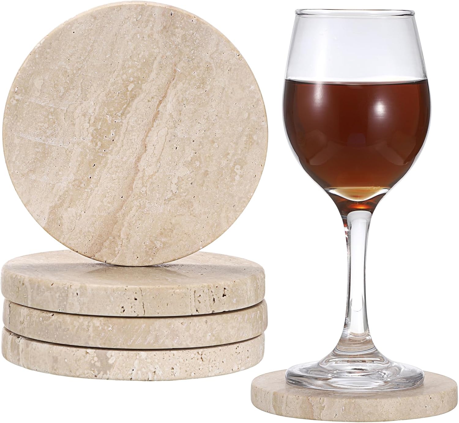 Amazon.com: JUXYES Set of 4 Unique Travertine Coasters With Soft Mat ...
