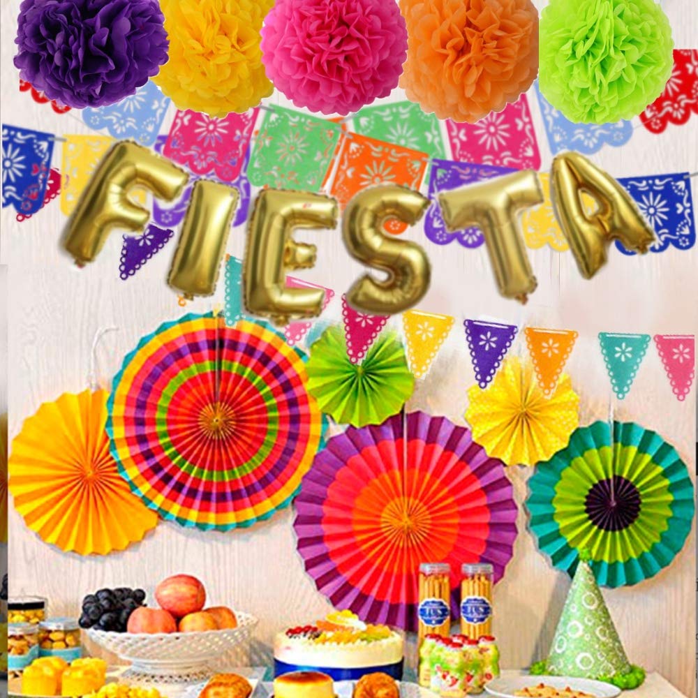 Buy Mexican Fiesta Party Decorations – Cinco De Mayo - 6 Paper Fans, 5 ...