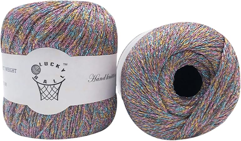 Amazon.com: 80g Sparkle Silver Lurex Thread Shining Yarn, Metallic ...