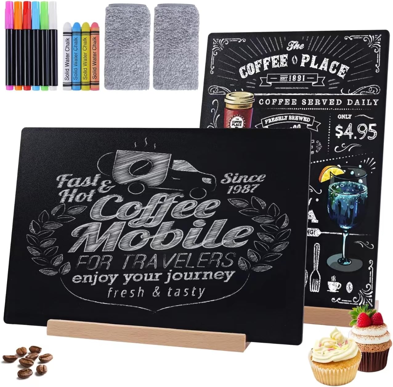 Amazon.com : Small Chalkboard Sign, Reusable Double Sided Mini ...