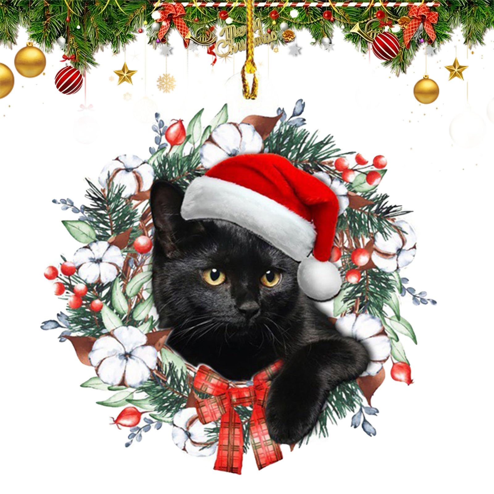 Amazon.com: Black Cat Christmas Ornaments 2024, Black Cat Ornaments for ...