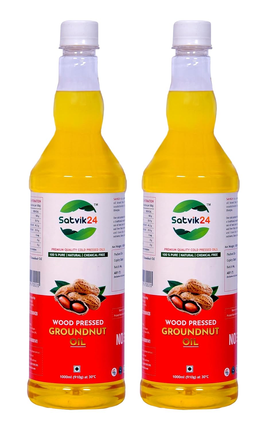 SATVIK 24 100% Pure & Natural Wood Pressed Groundnut (Peanut) Oil | 2 ...