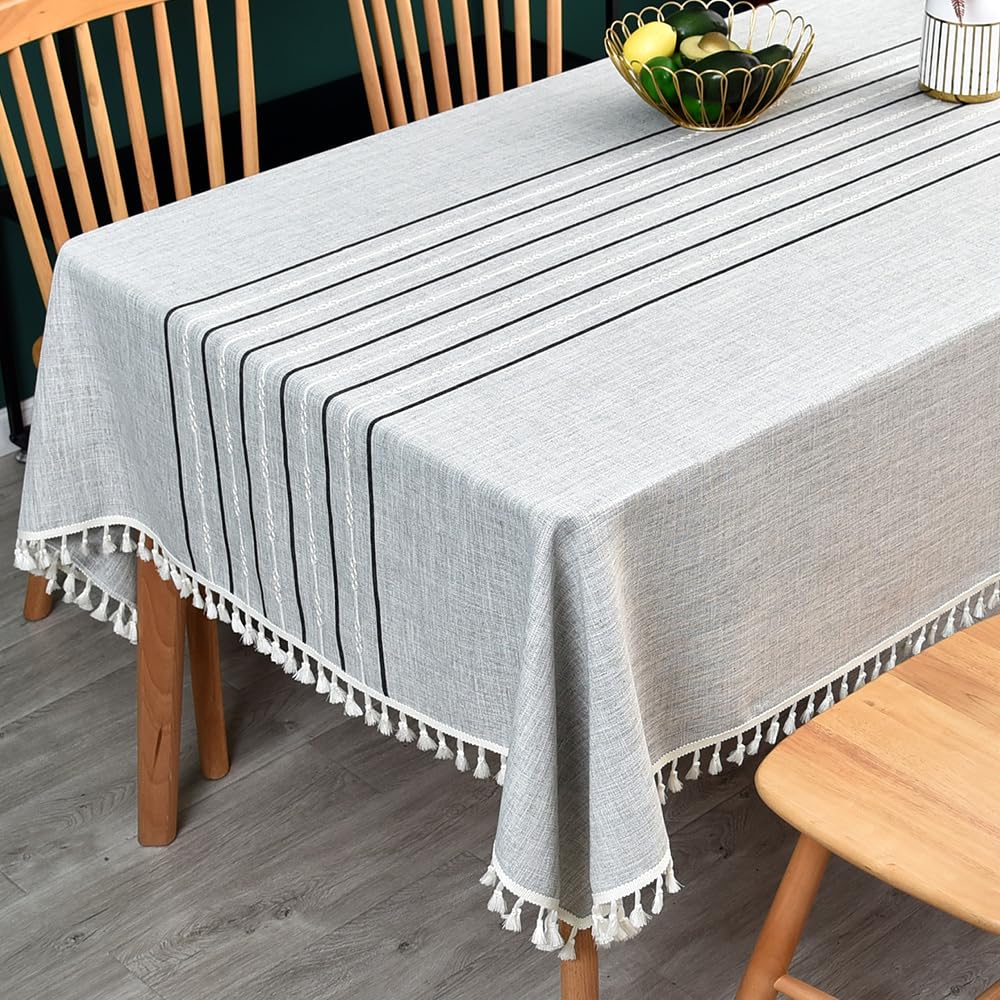 Yofori Cotton Tablecloth Rectangle with Tassels, for Dining Decor or ...