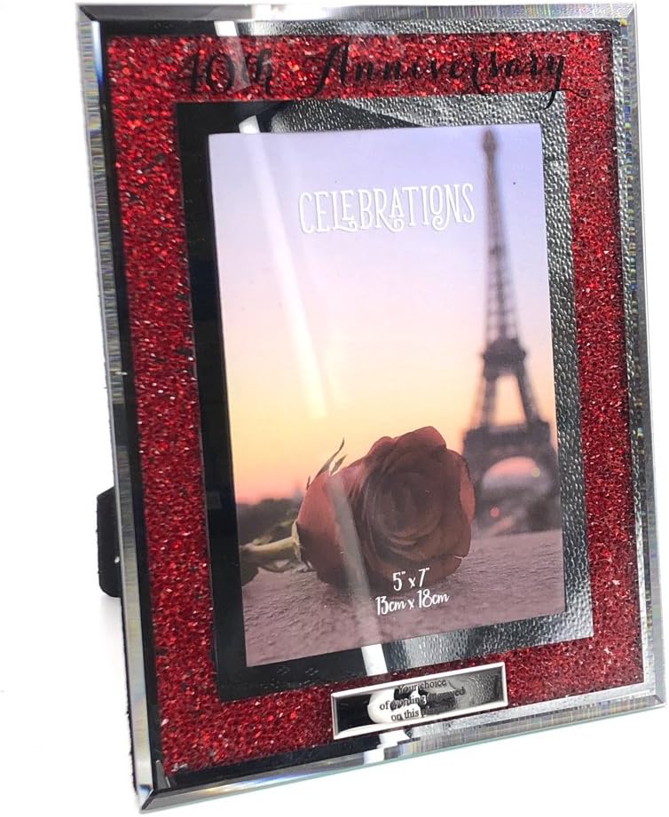 Wedding Anniversary Personalised 40th Ruby Crystal Border Photo Frame ...