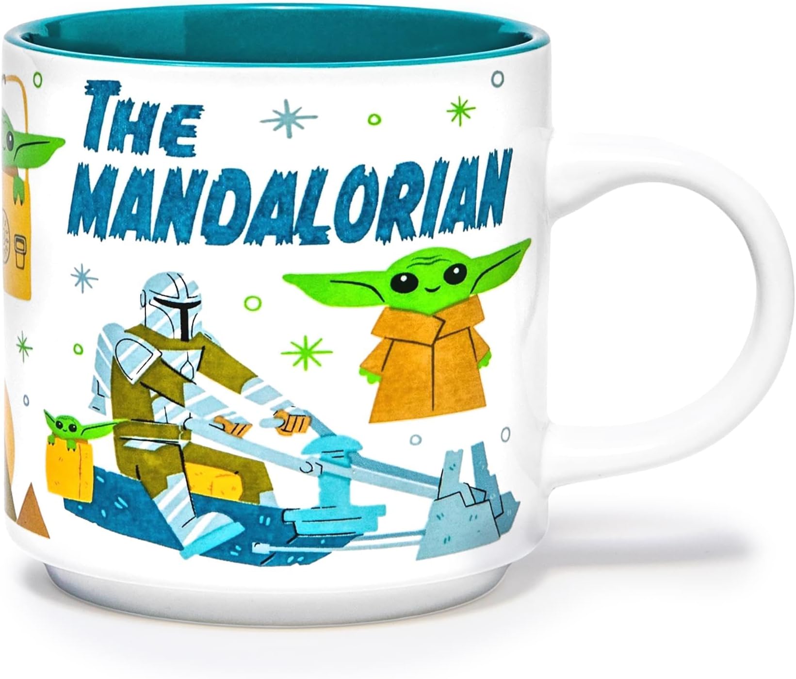 Amazon.com | Silver Buffalo STAR WARS The Mandalorian Grogu Glass Mug ...