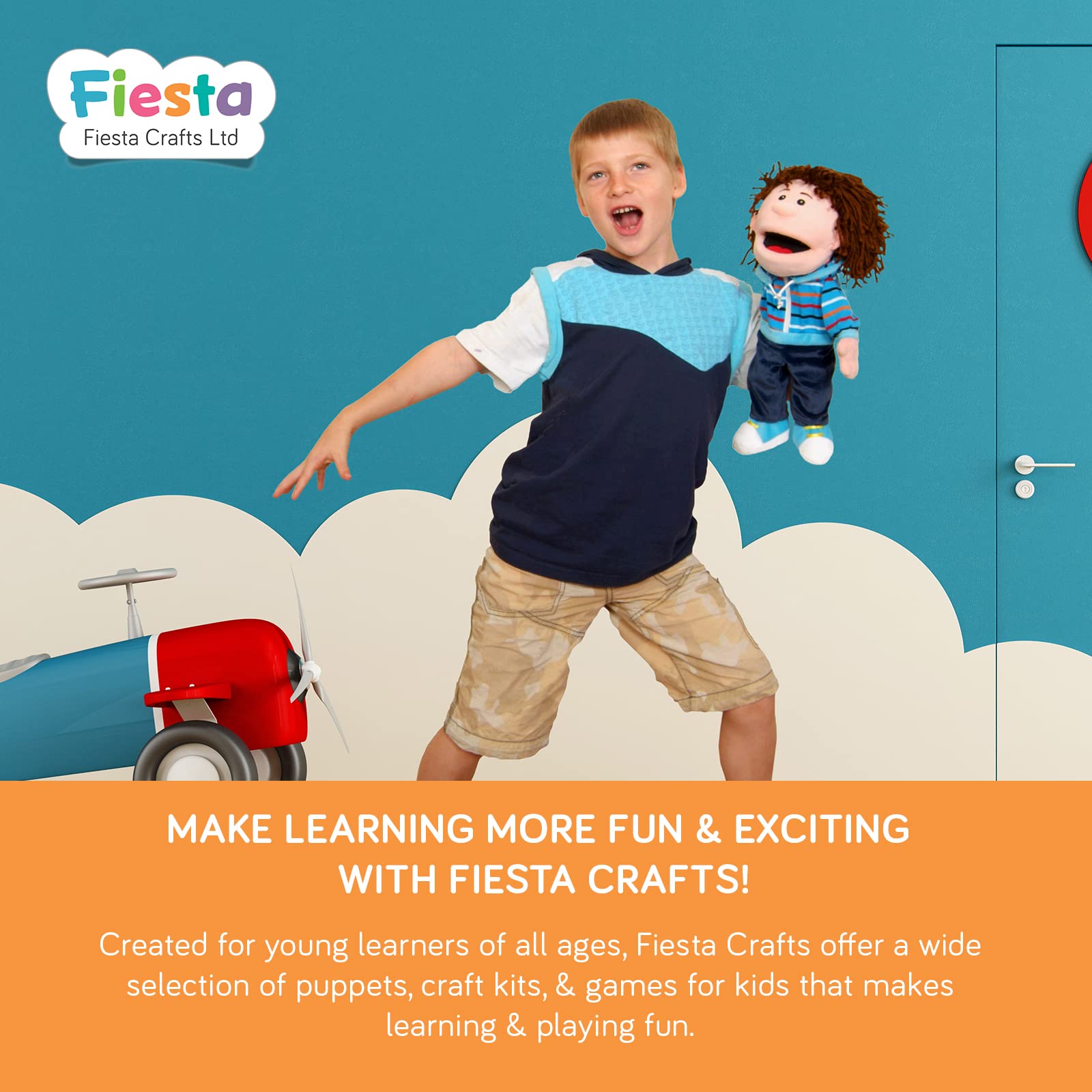 Fiesta Crafts Boy Hand Puppet - Educational Children’s Toy with Moving ...