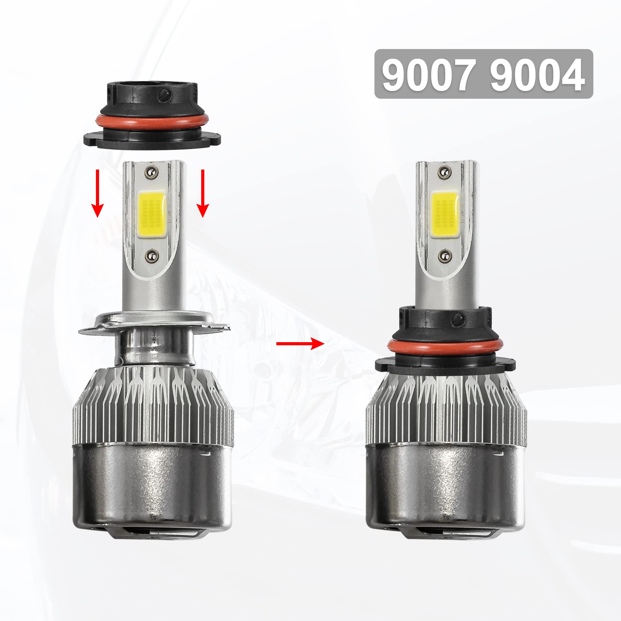 9007 Headlight Bulb X AUTOHAUX 9007/9004 LED Headlight Adapter Kit ...