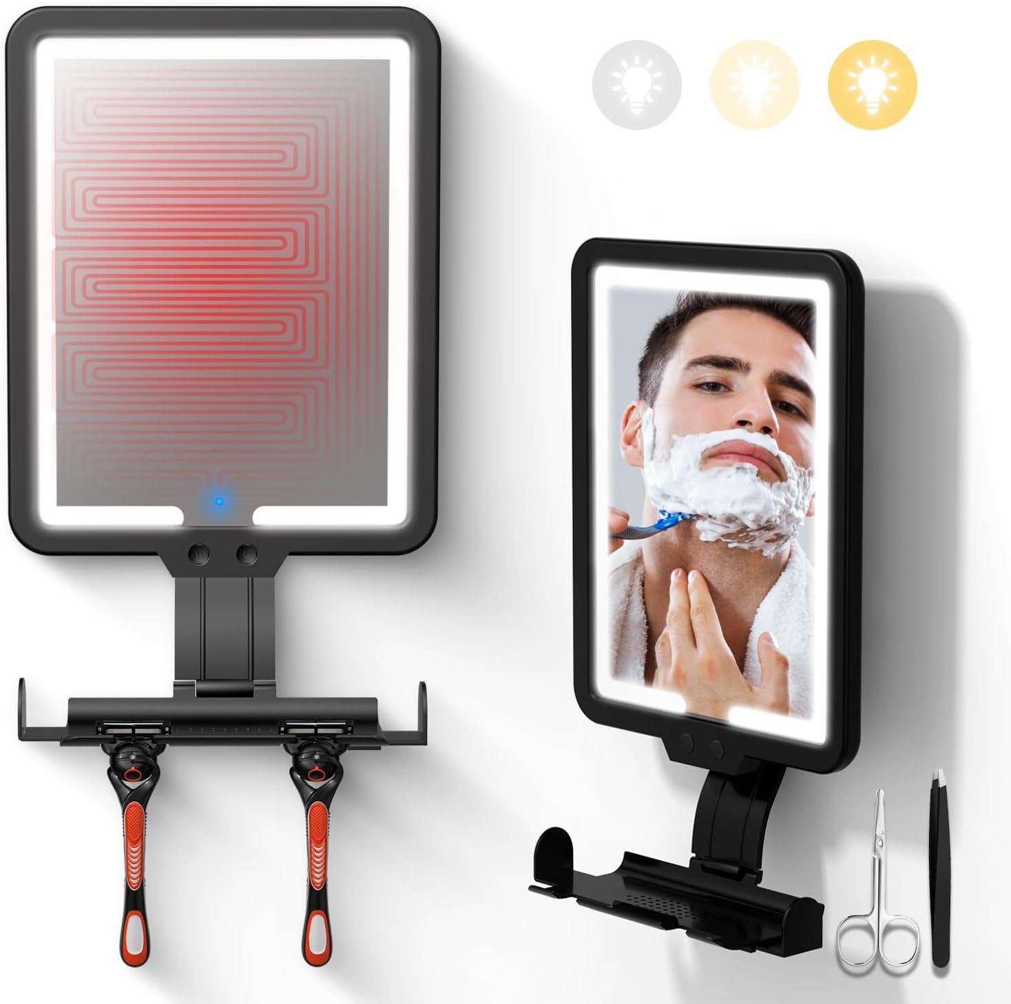 Amazon.com - Lighted Shower Mirror Fogless for Shaving, Heated Fog Free ...