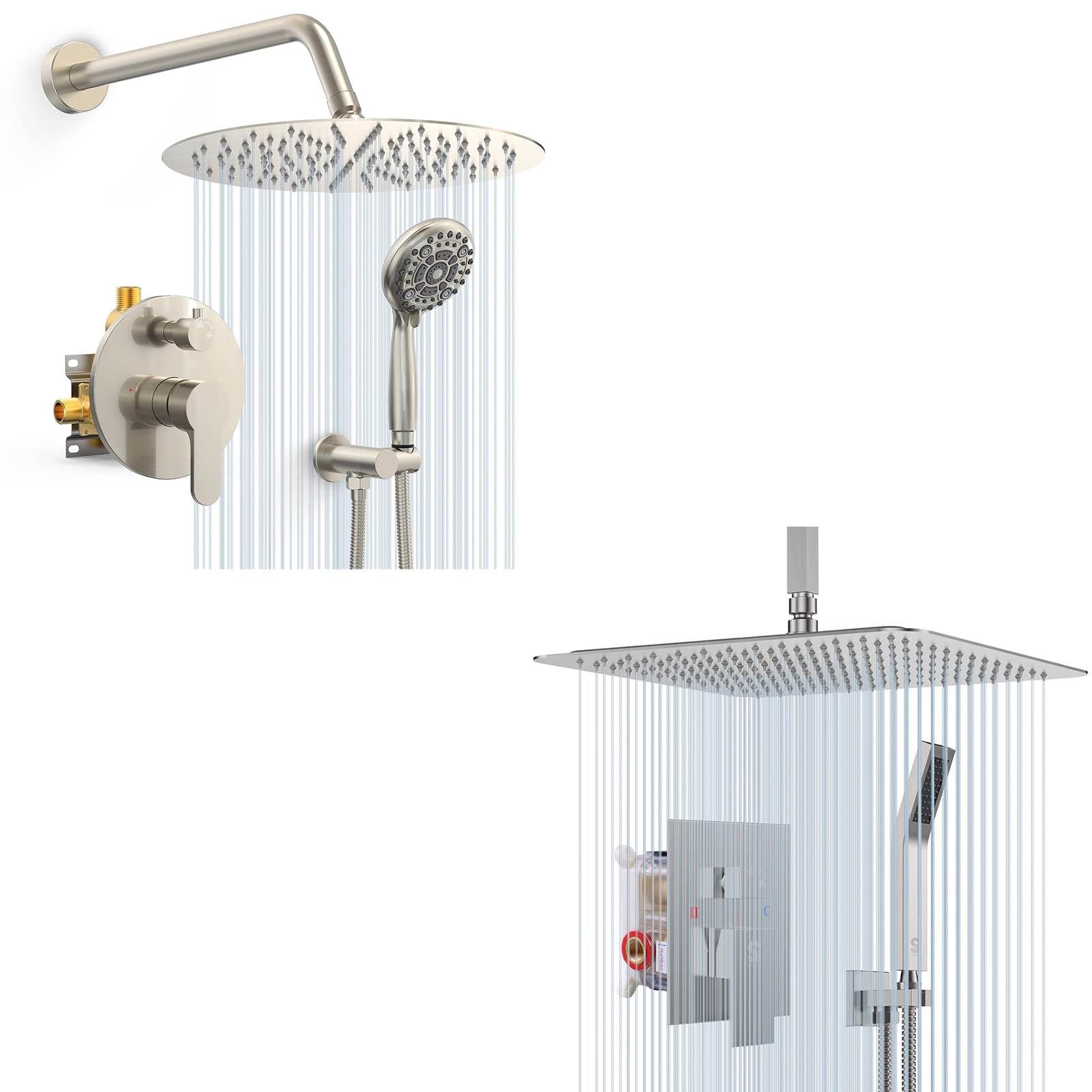 SR SUN RISE 12 Inch Ceiling Mounted Shower System, Rainfall Shower ...